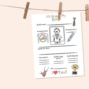 All About My Dad Questionnaire Printable, Fathers Day Coloring Card ...