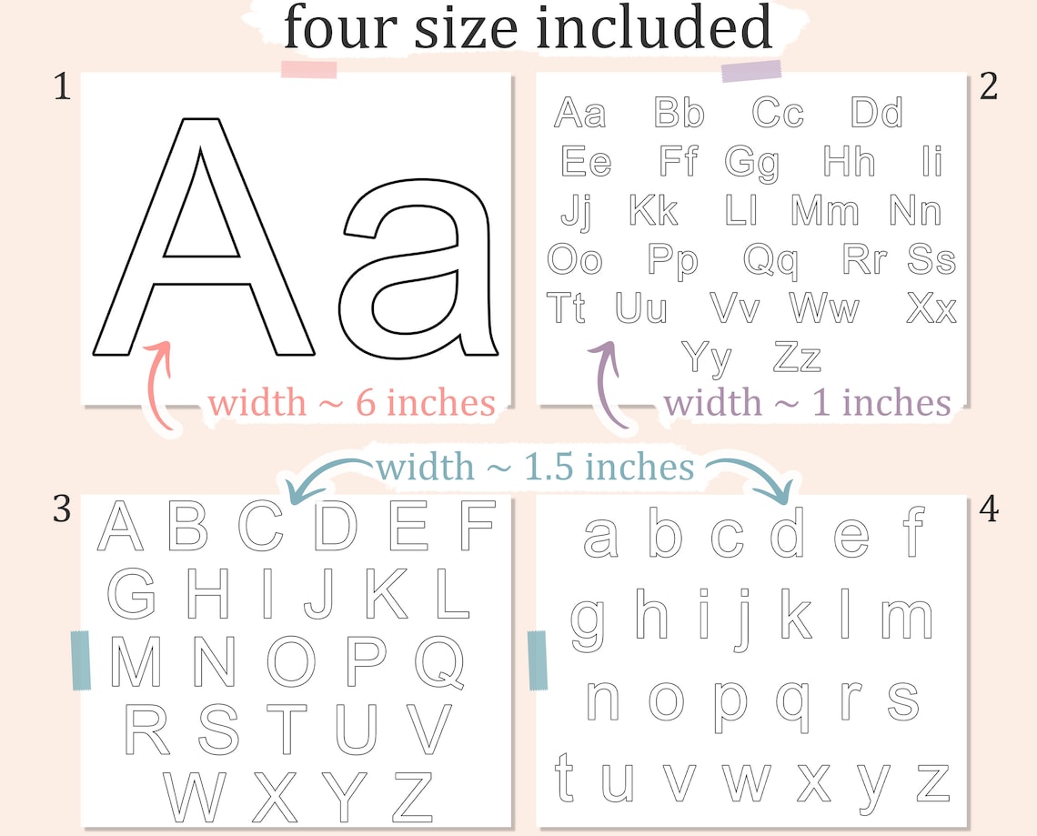 Printable ABC Outline Letters: Uppercase & Lowercase (digital Download ...