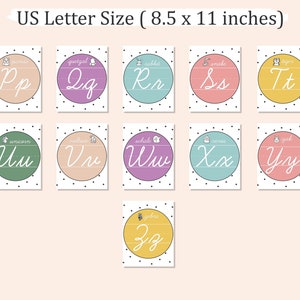 BOHO CURSIVE ALPHABET, Printable Cursive Alphabet Posters, Neutral ...