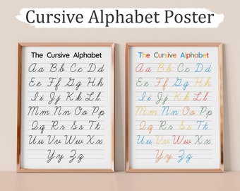 Cursive Writing Chart Poster unframed / Cursive Alphabet Poster ...