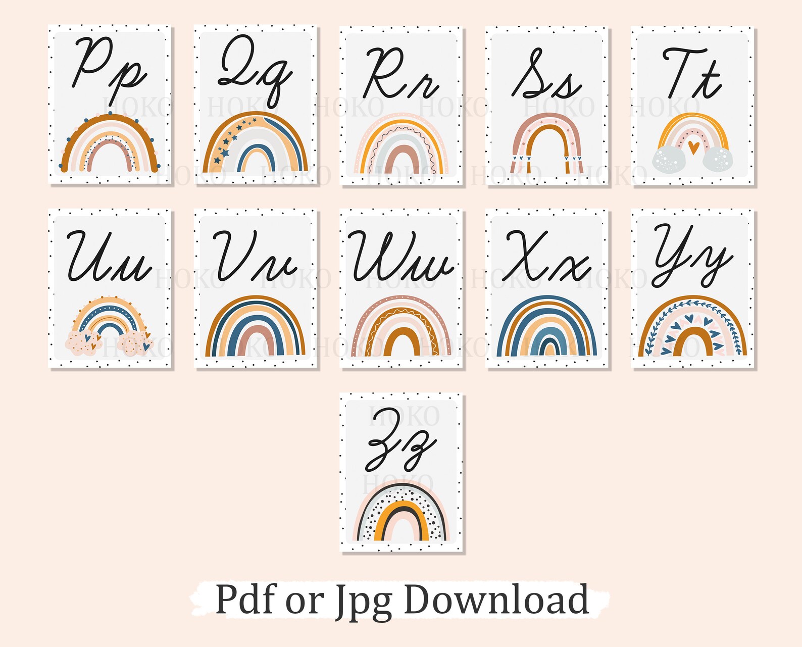 Boho Rainbow Cursive Alphabet Poster: Classroom Decor (digital Download ...