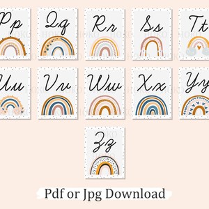 Boho Rainbow Cursive Alphabet Poster: Classroom Decor (digital Download ...