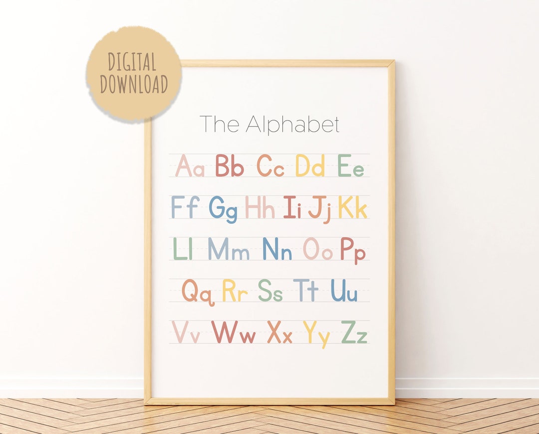 RAINBOW ALPHABET POSTER, Classroom Decor, Handwriting Chart Print ...