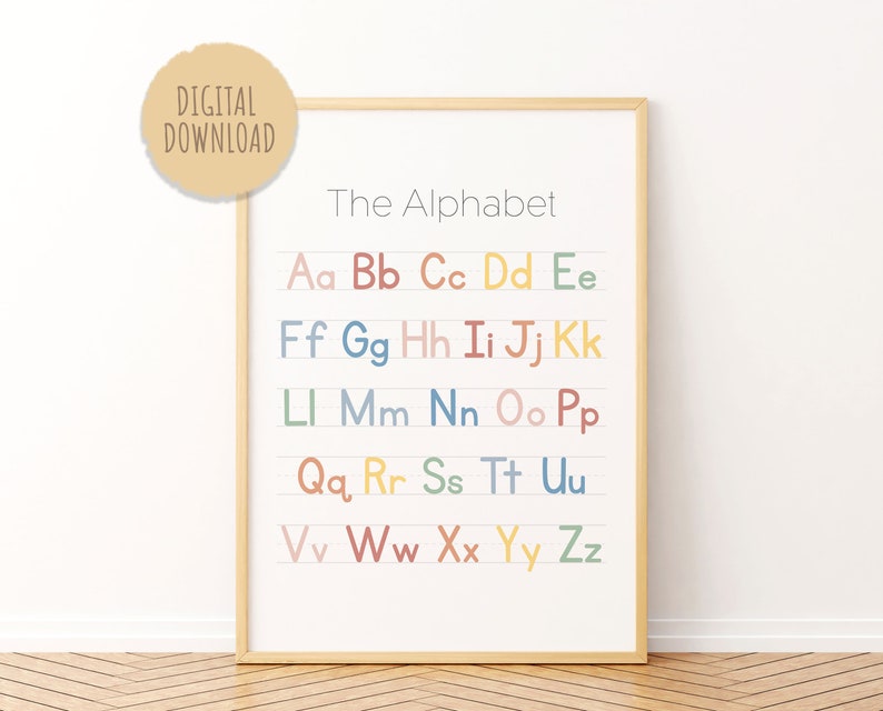 Rainbow Alphabet Poster: Classroom Handwriting Chart (digital Download ...