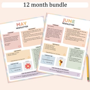 Editable Teacher Newsletter Template Bundle, PTA Templates, Monthly ...