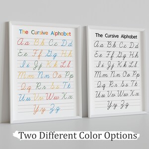 Printable CURSIVE ALPHABET POSTER, Cursive Handwriting Chart, Alphabet ...