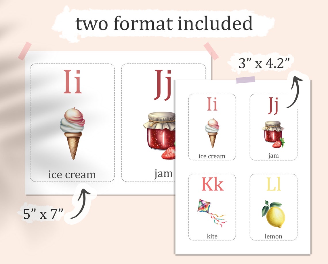 Watercolor ALPHABET FLASH CARDS, Digital Printable Alphabet Learning ...