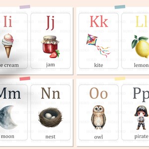 Watercolor ALPHABET FLASH CARDS, Digital Printable Alphabet Learning ...