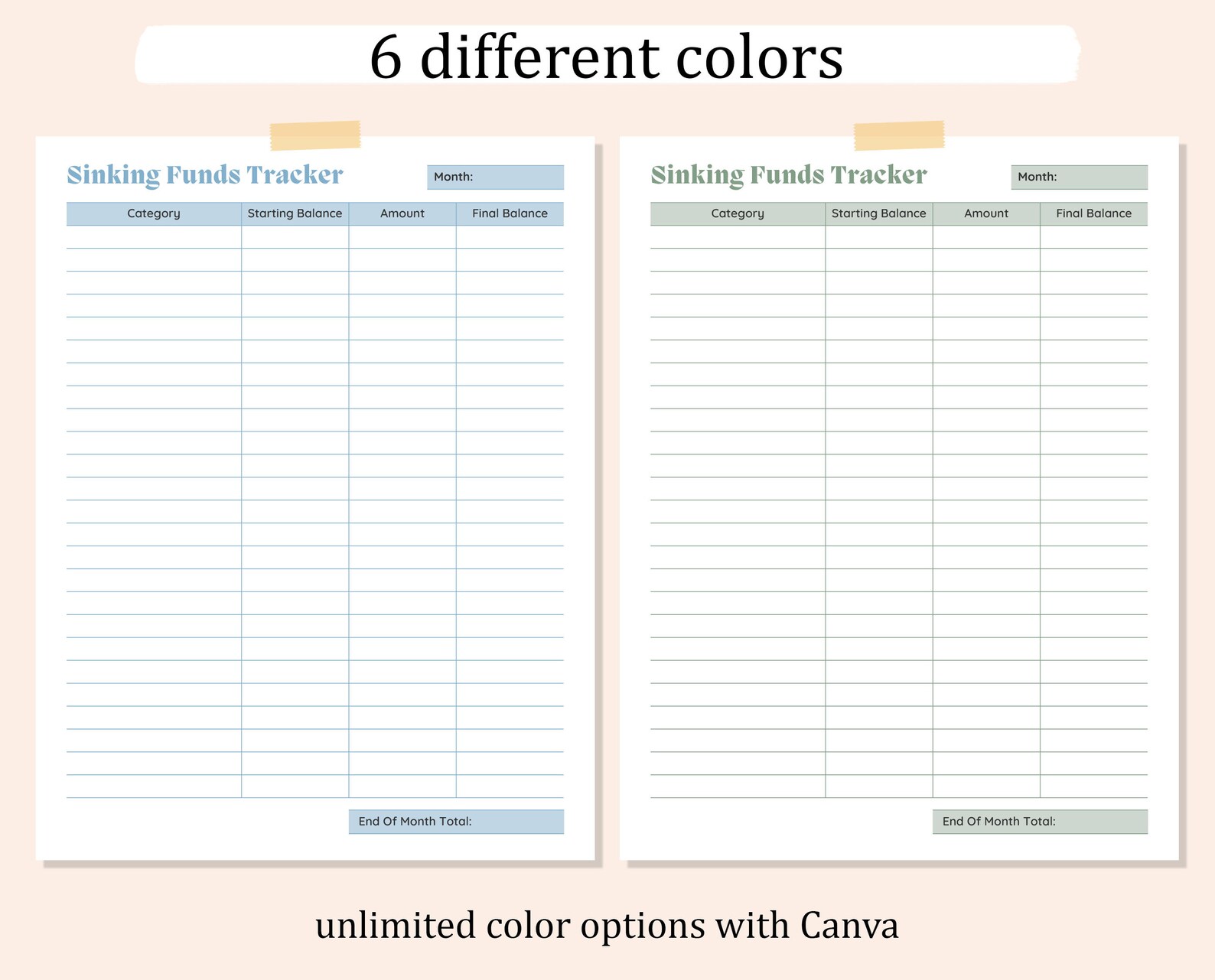 Editable Sinking Funds Tracker Printable Template, Monthly Sinking Fund ...
