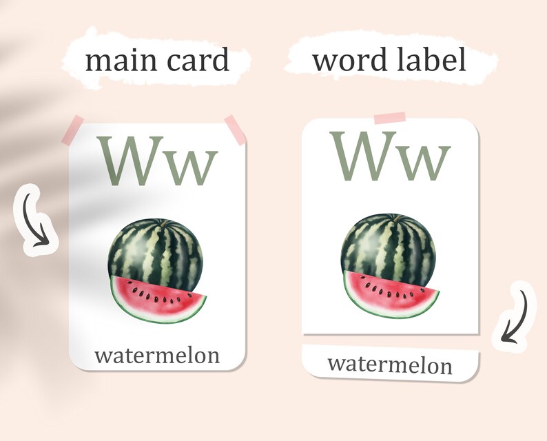 Watercolor ALPHABET FLASH CARDS, Digital Printable Alphabet Learning ...