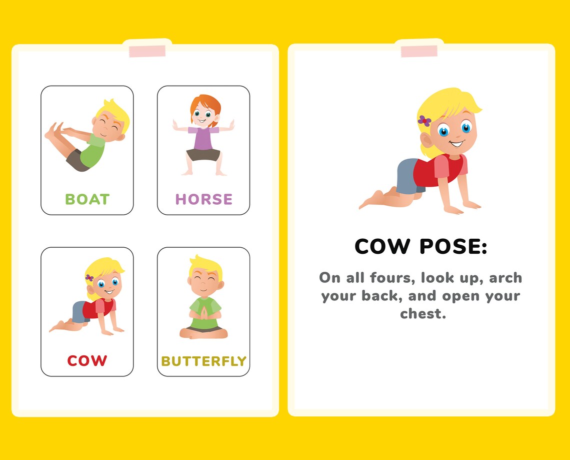 Kids Yoga Pose Cards, Children’s Yoga Pose Flashcards, Yoga Pose Lesson ...