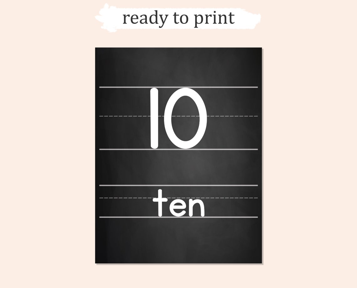 Chalkboard Numbers Poster: 0-20 Classroom Print (PDF) - Etsy