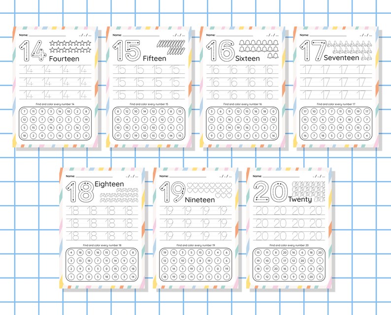20 NUMBER TRACING WORKSHEETS and Puzzle, Traceable Numbers, Preschool ...