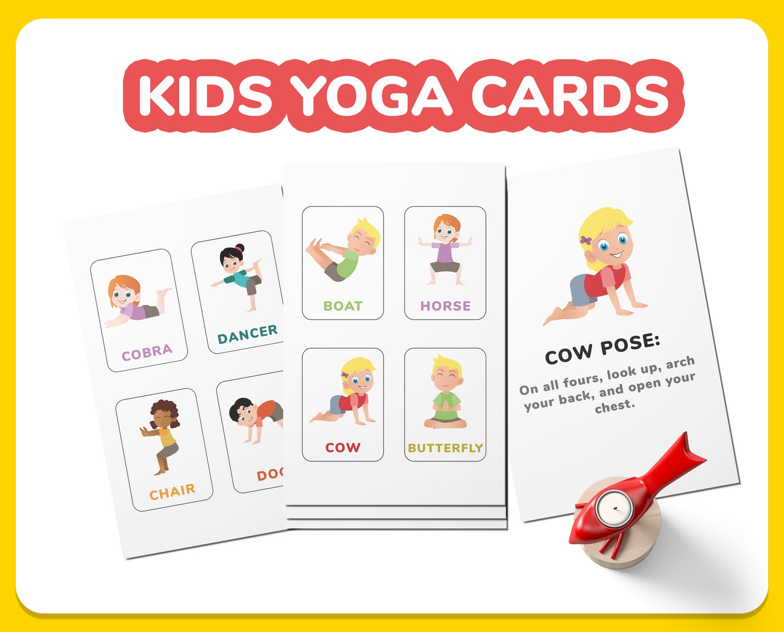Kids Yoga Pose Cards, Children’s Yoga Pose Flashcards, Yoga Pose Lesson ...