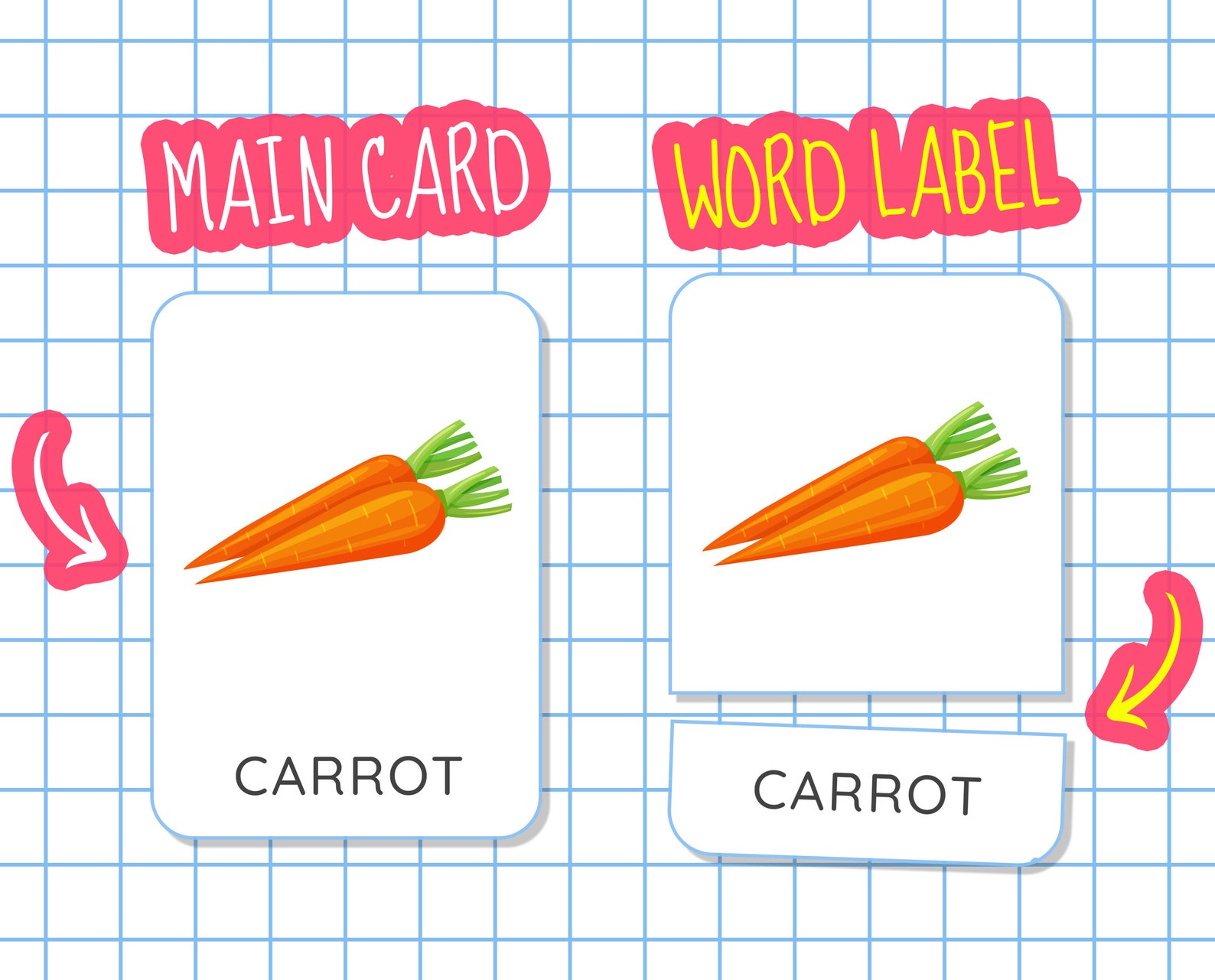 VEGETABLES Flashcards 20 Printable Montessori Flash Cards 3 Part Cards ...