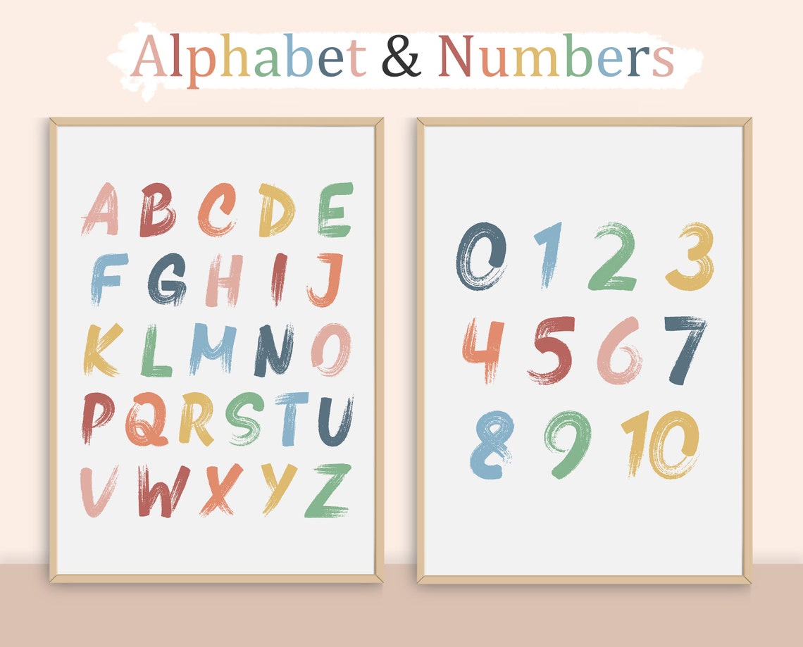 Watercolor Rainbow ALPHABET Poster and NUMBERS Poster - Etsy