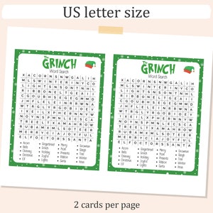 GRINCH WORD SEARCH Printable, Christmas Word Search, the Grinch ...