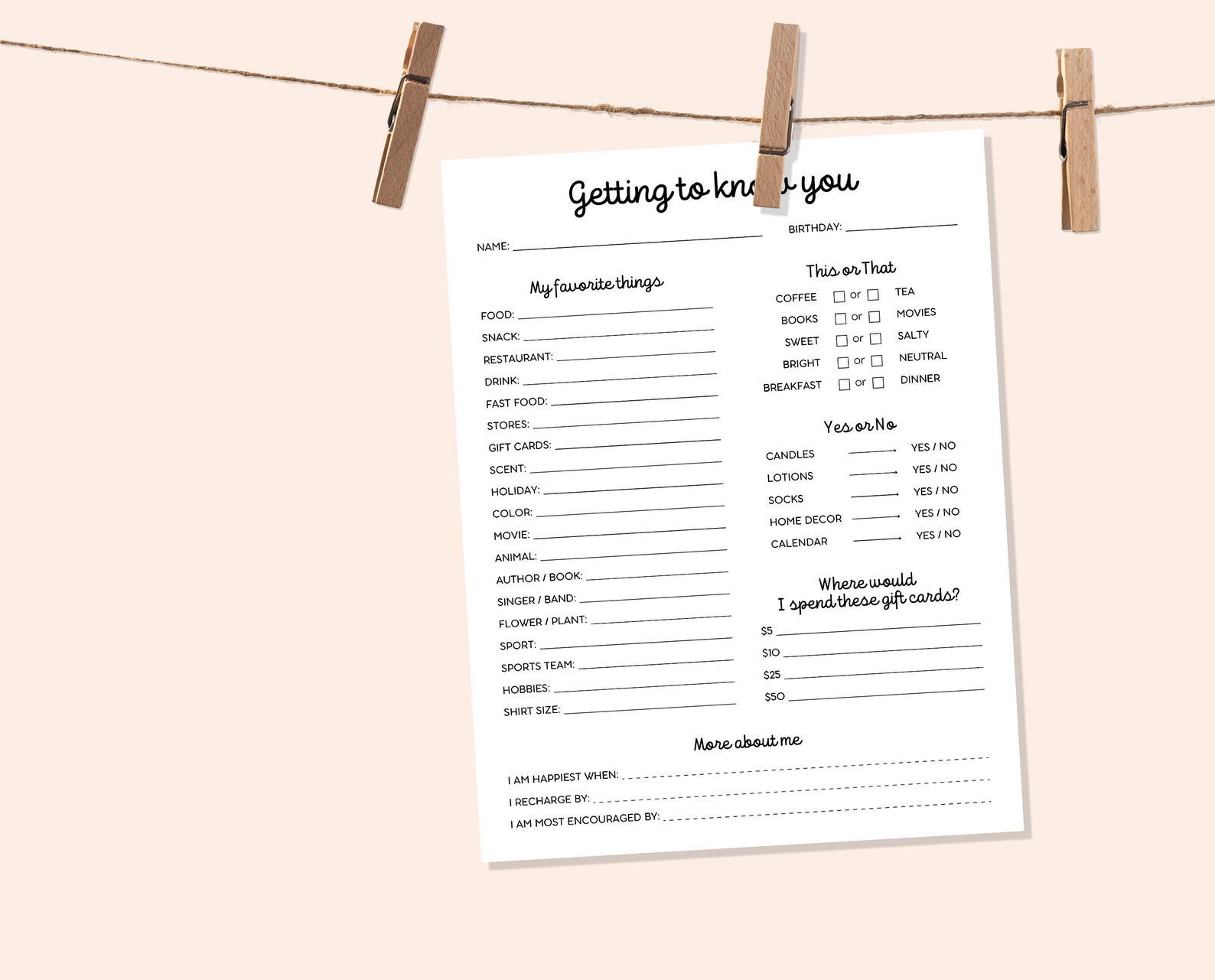 Getting to Know You Survey: Editable Printable Worksheet (US Letter, A4 ...