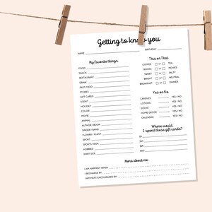 Getting to Know You Survey: Editable Printable Worksheet (US Letter, A4 ...