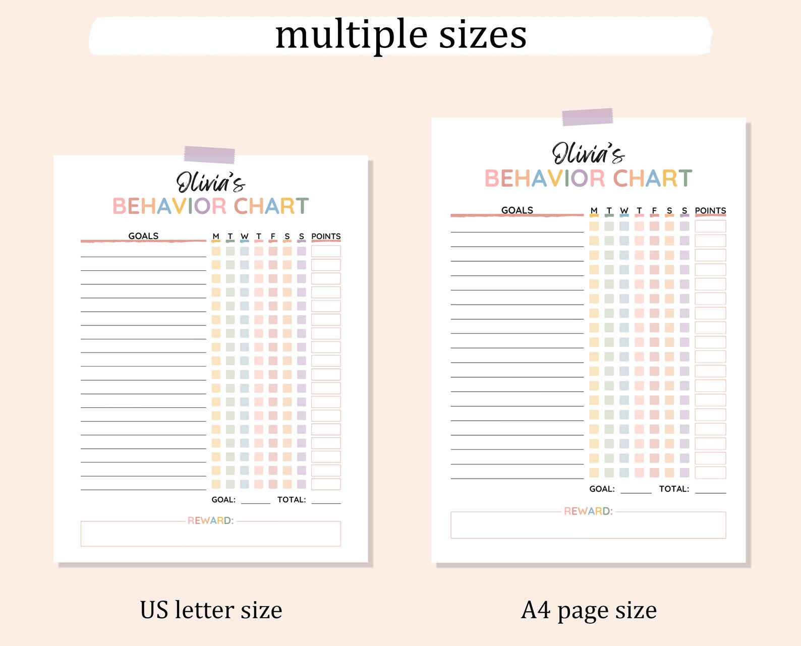 Editable Kids Behavior Chart: Printable Chore & Reward System (US ...