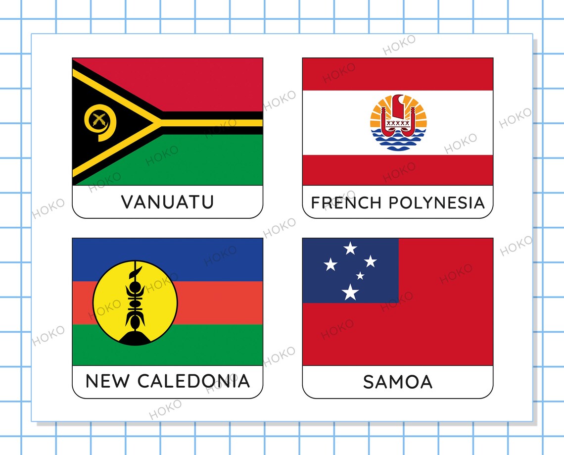Oceaniai Countries Flags Flashcards, Australia Countries Flags ...