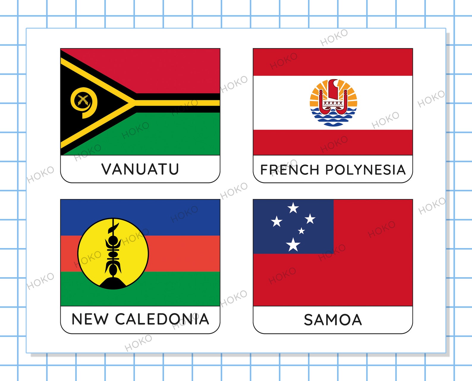Oceaniai Countries Flags Flashcards, Australia Countries Flags ...