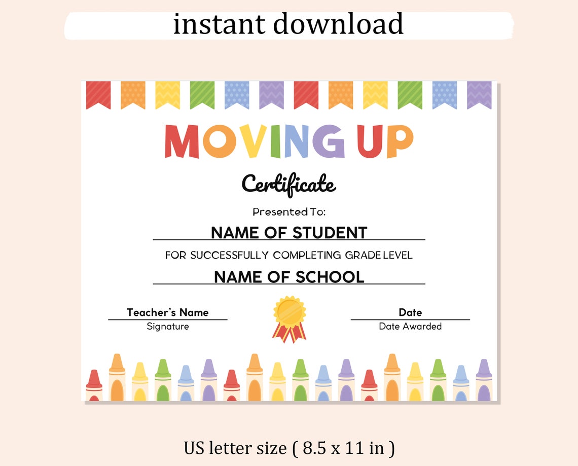 Editable Preschool Moving up Certificate Template (PDF Download) - Etsy