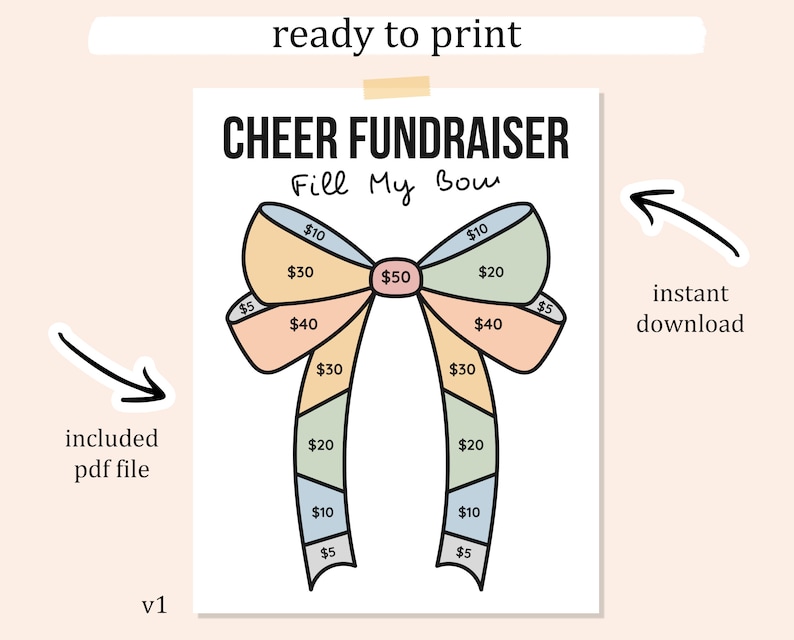 Editable Cheer Fundraiser Template: Fill My Bow Sign (digital Download ...