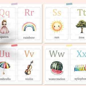 Watercolor ALPHABET FLASH CARDS, Digital Printable Alphabet Learning ...