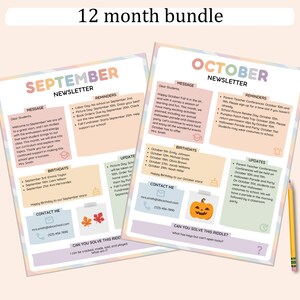 Editable School Newsletter Template Bundle: Monthly PTA Flyer (canva ...