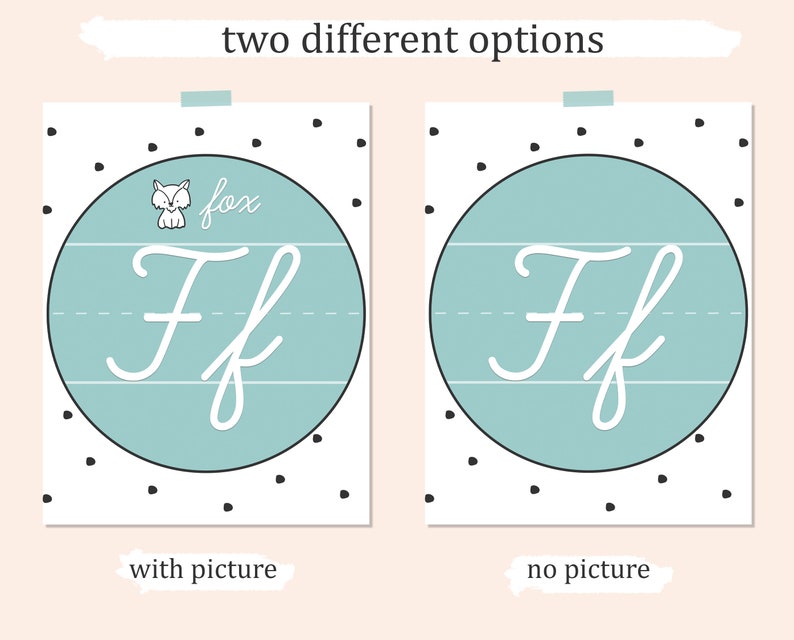 BOHO CURSIVE ALPHABET, Printable Cursive Alphabet Posters, Neutral ...