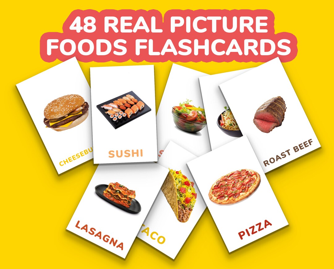 48 Real Food Picture Flashcards: Montessori Preschool Learning (digital ...