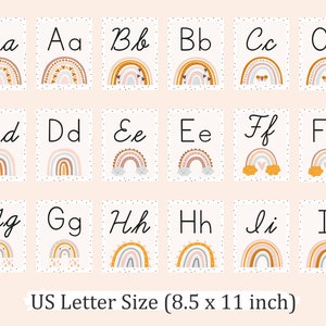 Boho Rainbow Alphabet Posters: Cursive & Print Fonts (PDF Download) - Etsy