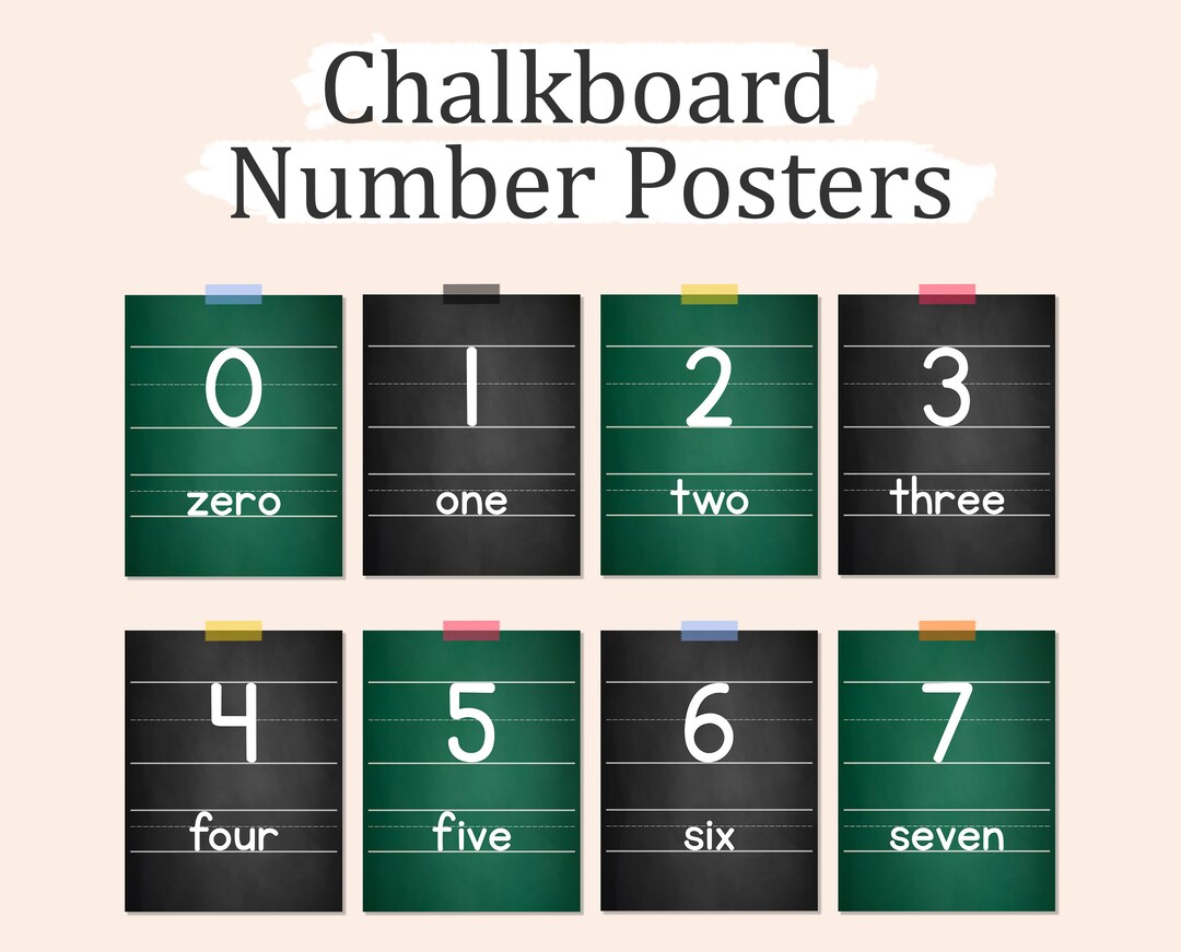Chalkboard Numbers Poster: 0-20 Classroom Print (PDF) - Etsy