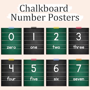 Chalkboard Numbers Poster: 0-20 Classroom Print (PDF) - Etsy