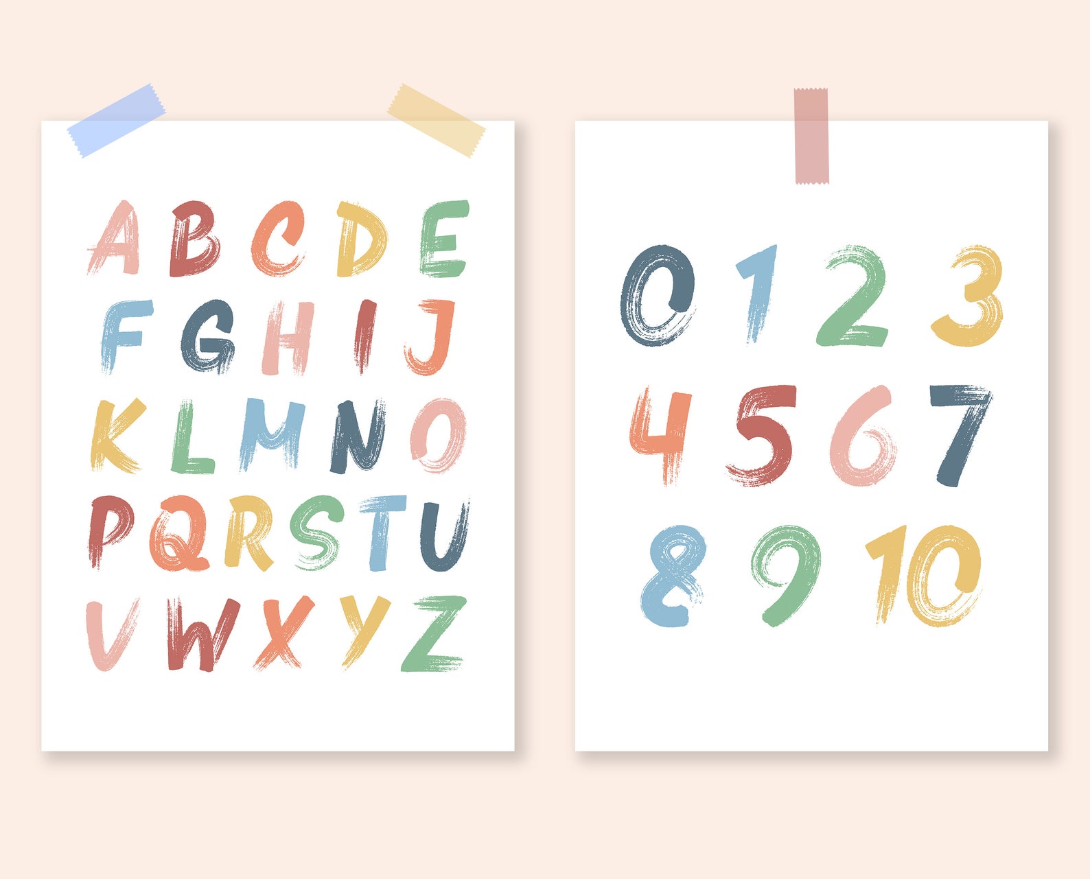Watercolor Rainbow ALPHABET Poster and NUMBERS Poster - Etsy