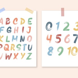 Watercolor Rainbow ALPHABET Poster and NUMBERS Poster, Classroom ...