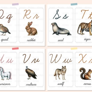 Printable CURSIVE ALPHABET Flash Cards, Cursive Flashcards, Montessori ...