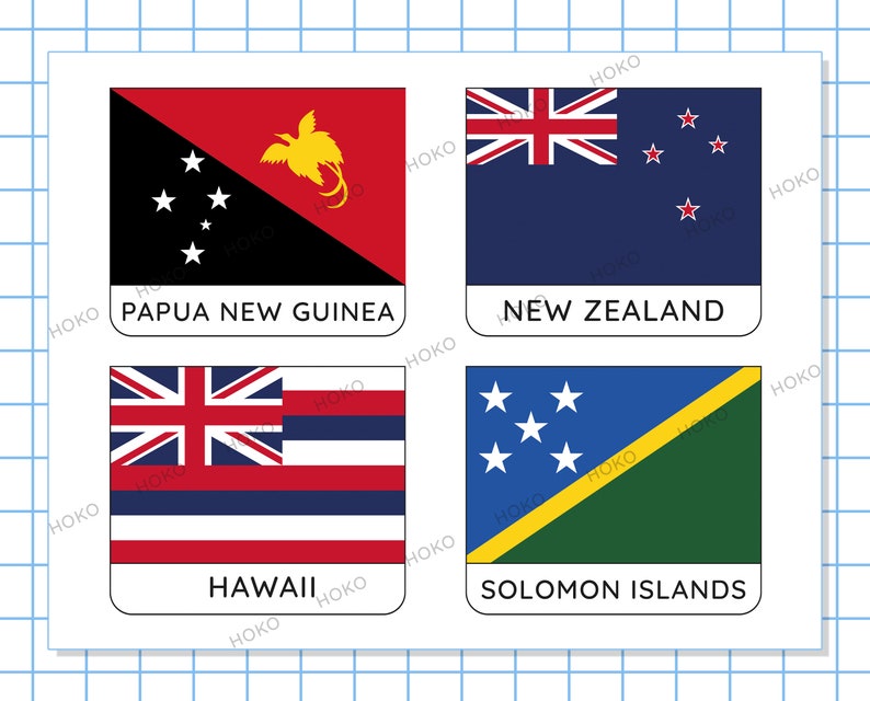 Oceaniai Countries Flags Flashcards, Australia Countries Flags ...