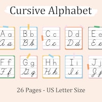 PASTEL COLORS Printable Alphabet Posters, Cursive and Manuscript ...
