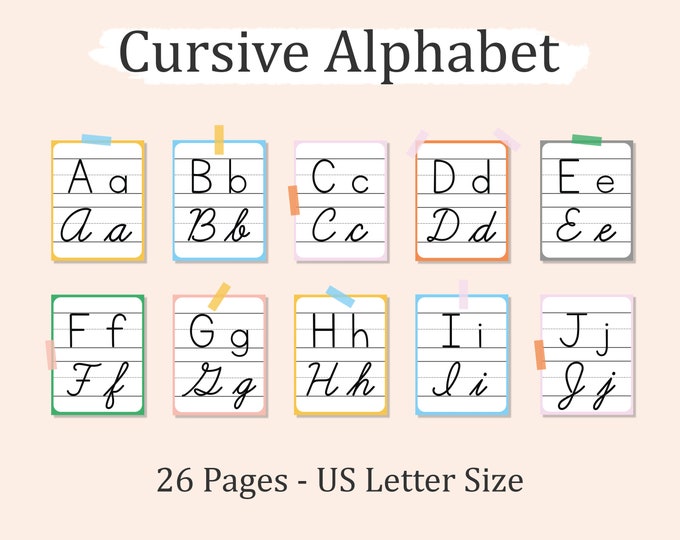 Cursive Alphabet Poster - Etsy Canada