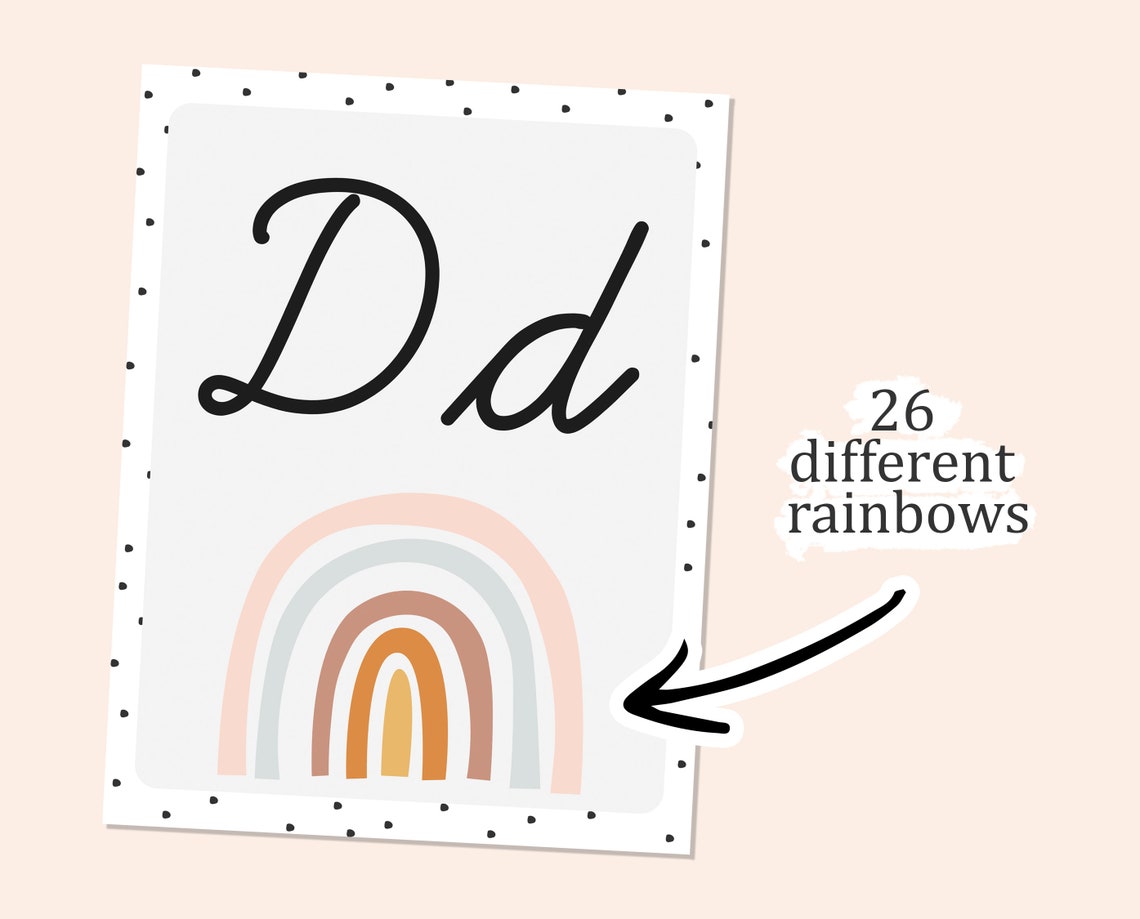 Boho Rainbow Cursive Alphabet Poster: Classroom Decor (digital Download ...