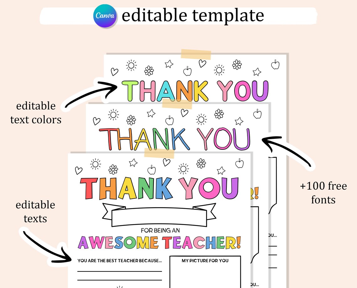 Editable Teacher Appreciation Gift, Printable Teacher Appreciation Week ...