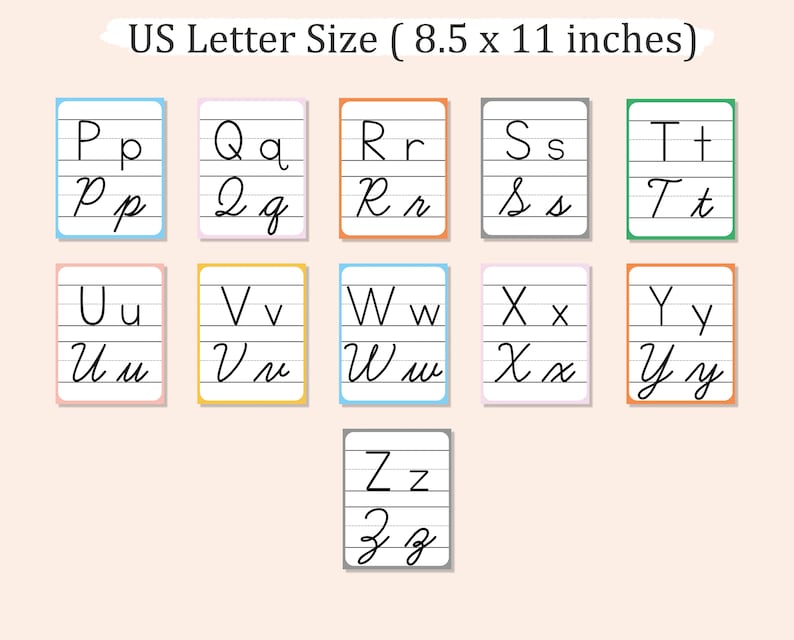 Tarjetas imprimibles del alfabeto cursivo: Póster para el aula (Descarga PDF) - Etsy España