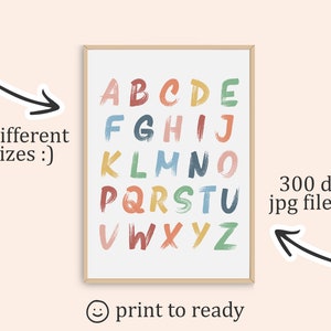 Watercolor Rainbow ALPHABET Poster and NUMBERS Poster, Classroom ...