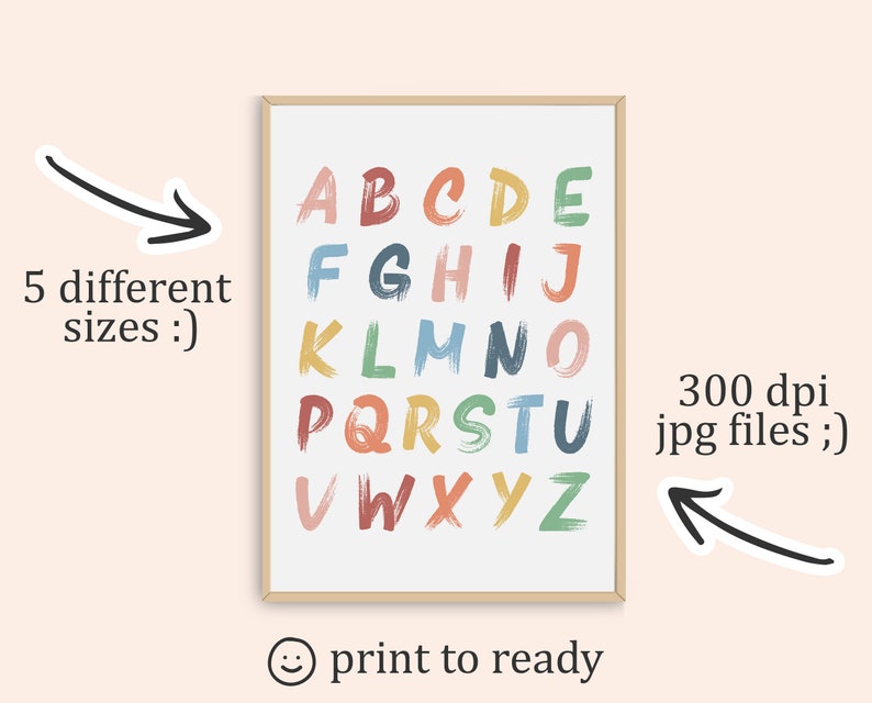 Watercolor Rainbow ALPHABET Poster and NUMBERS Poster, Classroom ...