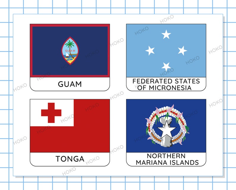 Oceaniai Countries Flags Flashcards, Australia Countries Flags ...