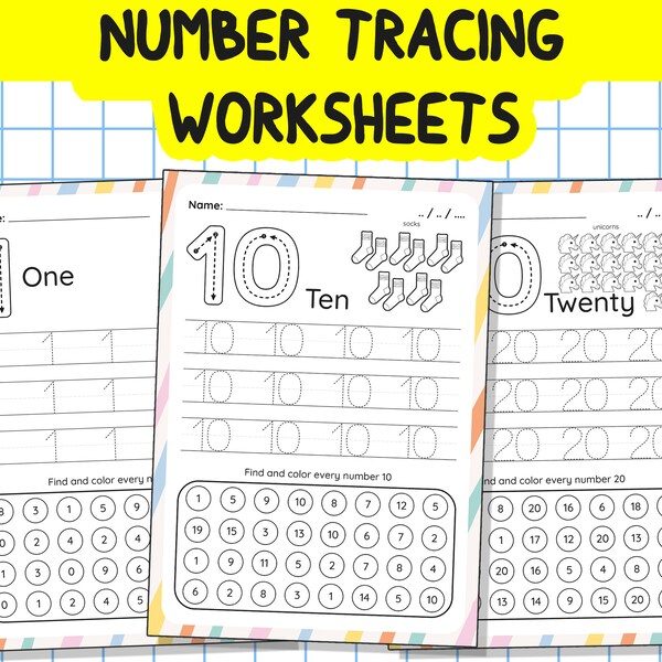 Number Preschool Worksheets Numbers Printable - Etsy