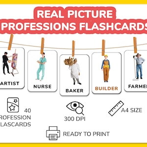 40 Real Picture Professions Flashcards, Montessori Jobs and Occupations ...