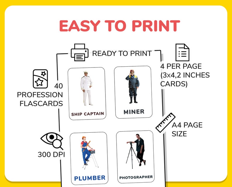 40 Real Picture Professions Flashcards, Montessori Jobs and Occupations ...